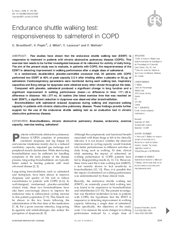 (PDF) Endurance shuttle walking test: responsiveness to salmeterol in COPD