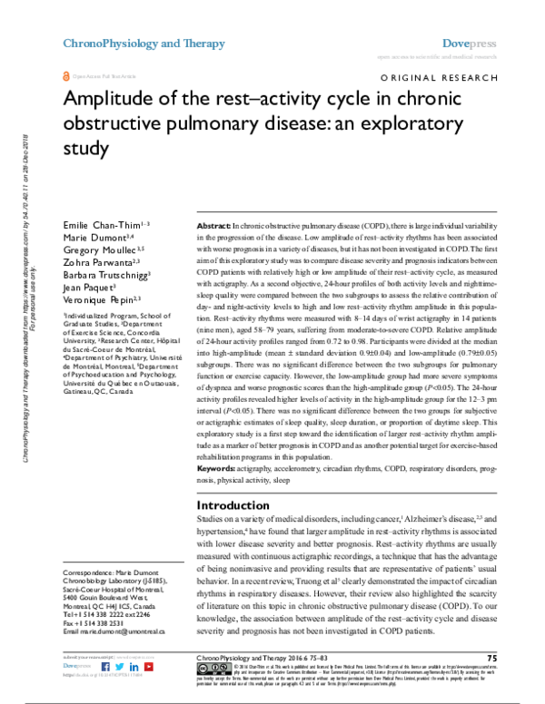 (PDF) Amplitude of the rest–activity cycle in chronic obstructive ...