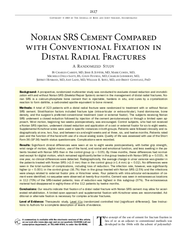 (PDF) Norian SRS Cement Compared with Conventional Fixation in Distal ...