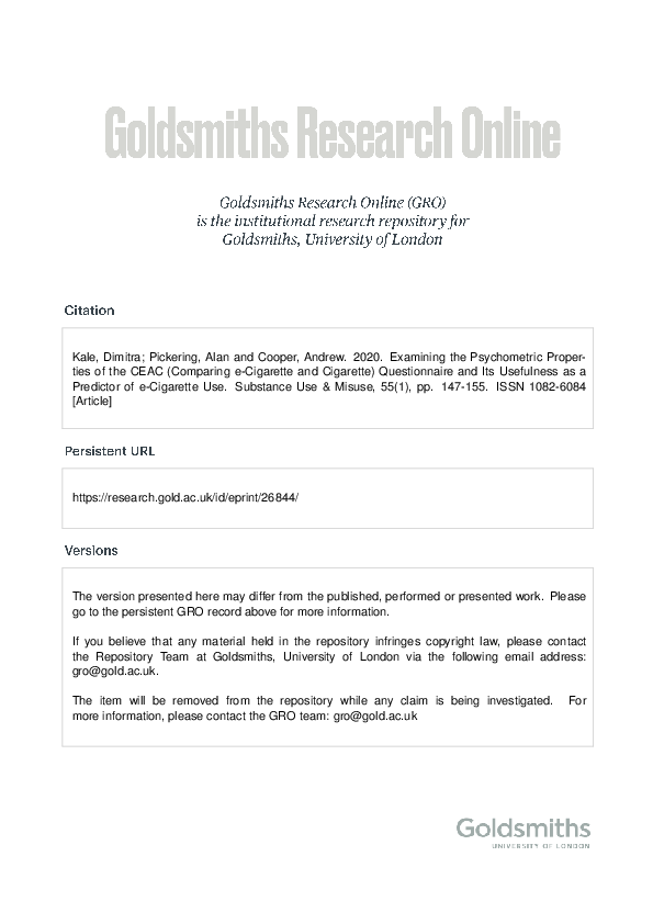 (PDF) Examining the Psychometric Properties of the CEAC (Comparing e ...