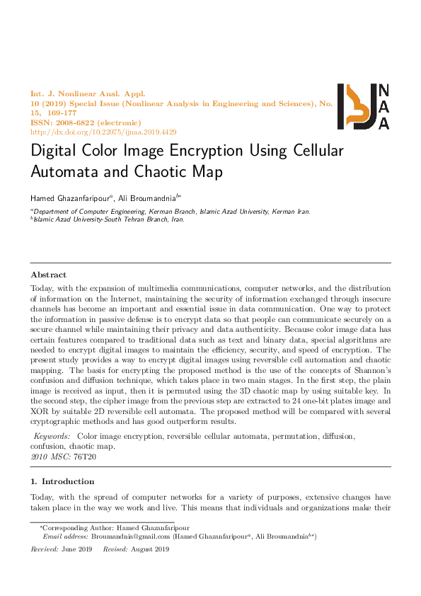 (PDF) Digital Color Image Encryption Using Cellular Automata and Chaotic Map