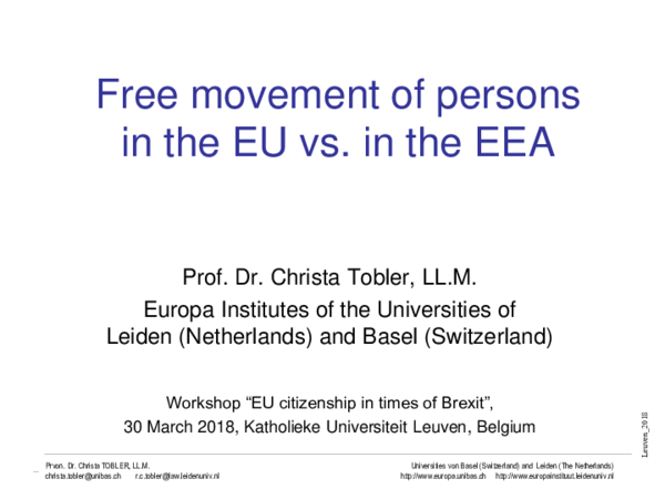 (PDF) Free movement of persons in the EU vs. in the EEA