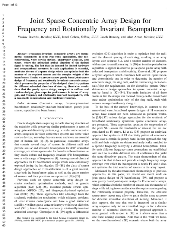 Pdf Joint Sparse Concentric Array Design For Frequency And