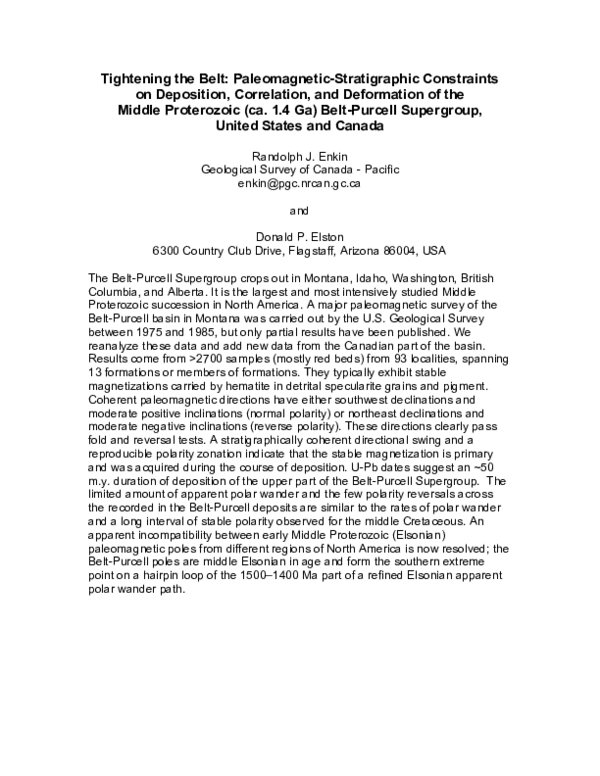 (PDF) Tightening the Belt: Paleomagnetic-stratigraphic constraints on ...