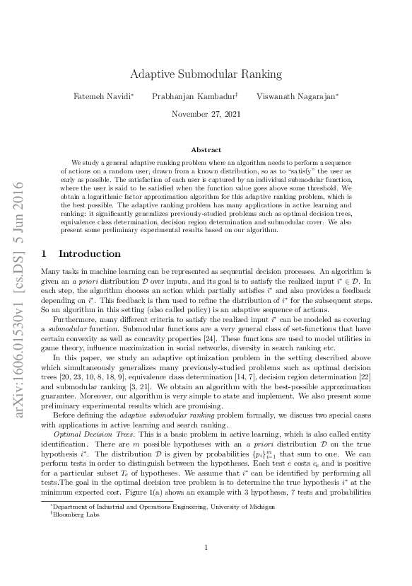 (PDF) Adaptive Submodular Ranking