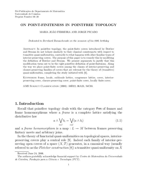 (PDF) On Point-finiteness in Pointfree Topology