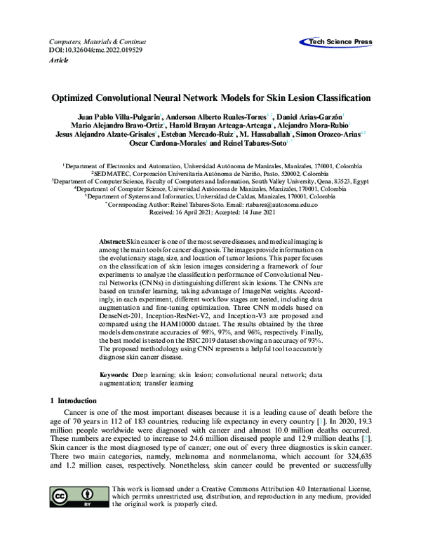 Pdf Optimized Convolutional Neural Network Models For Skin Lesion Classification
