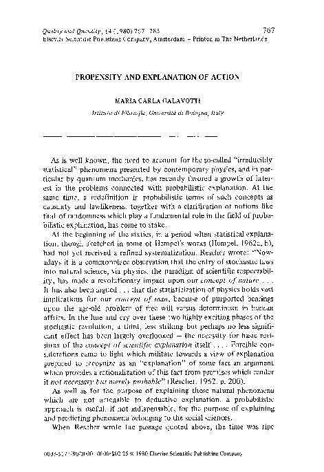 (PDF) Propensity and explanation of action