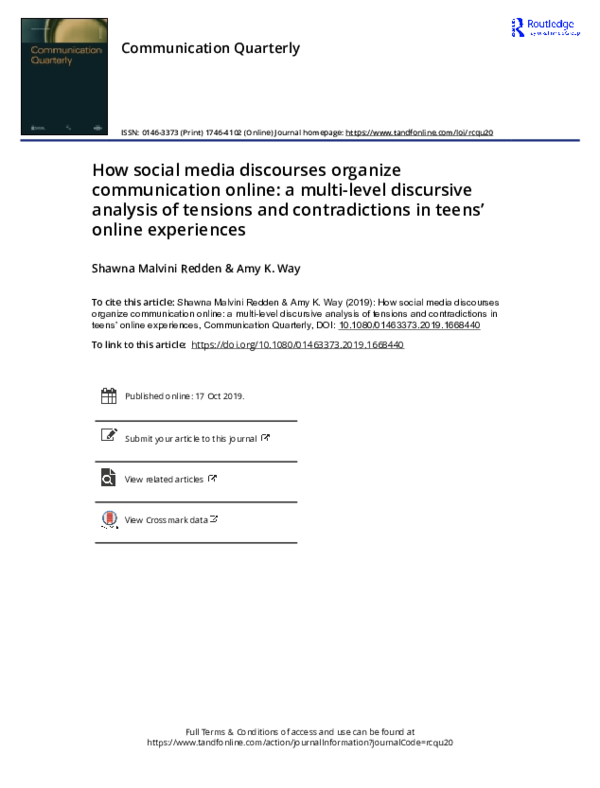 (PDF) How social media discourses organize communication online: a ...