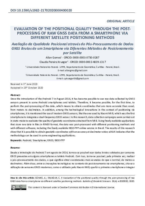 (PDF) Evaluation of the Positional Quality Through the Post-Processing ...
