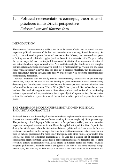 (PDF) Political representation: concepts, theories and practices in ...