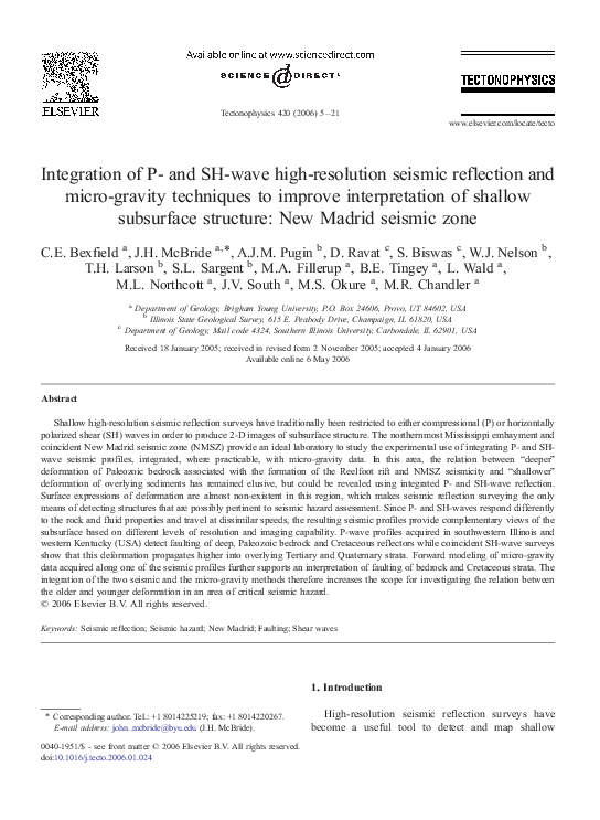 Pdf Integration Of P And Sh Wave High Resolution Seismic Reflection