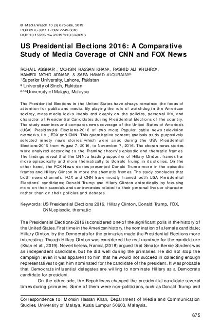 (PDF) US Presidential Elections 2016: A Comparative Study of Media ...