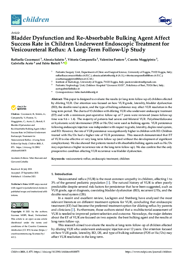 (PDF) Bladder Dysfunction and Re-Absorbable Bulking Agent Affect ...