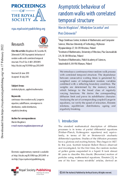 (PDF) Asymptotic behaviour of random walks with correlated temporal structure