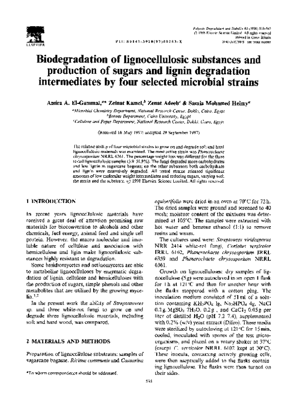 (PDF) Biodegradation of lignocellulosic substances and production of ...