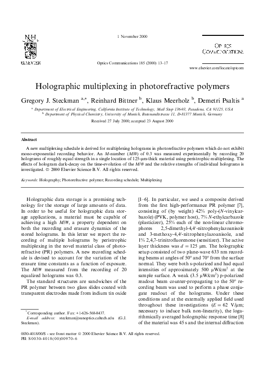 (PDF) Multiplexing Holograms in Photorefractive Polymers