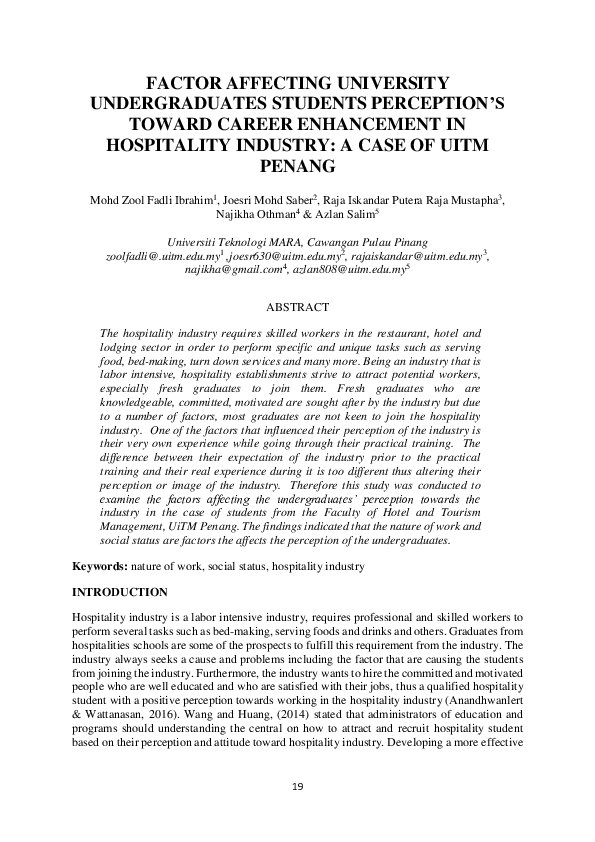 (PDF) Factor affecting university undergraduates students perception’s ...