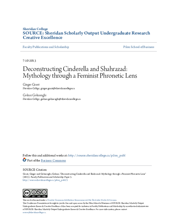 (PDF) Deconstructing Cinderella and Shahrazad: Mythology through a Feminist Phronetic Lens ...
