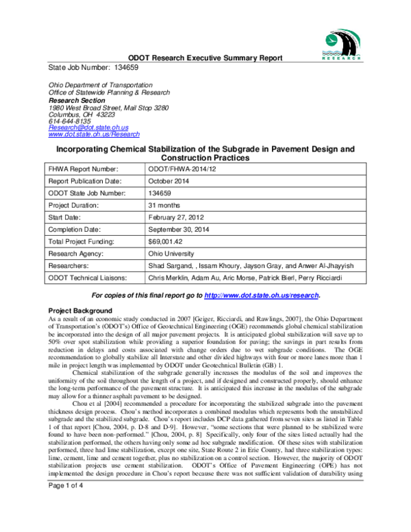 (PDF) Incorporating Chemical Stabilization of the Subgrade in Pavement ...