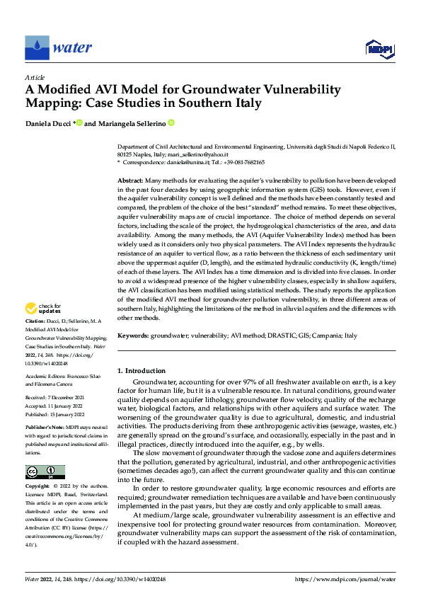 (PDF) A Modified AVI Model for Groundwater Vulnerability Mapping: Case ...