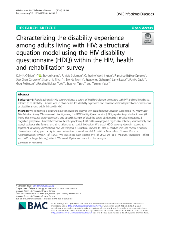 (PDF) Characterizing the disability experience among adults living with ...