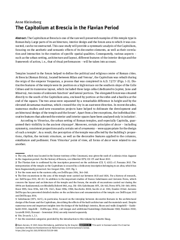 (PDF) The Capitolium at Brescia in the Flavian Period