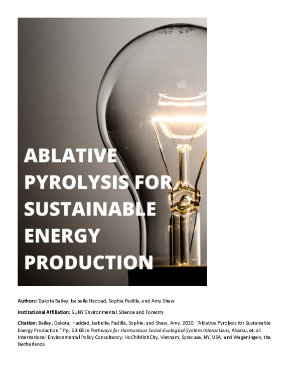 (PDF) Ablative Pyrolysis for Sustainable Energy Production