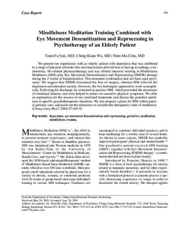 (PDF) Eye Movement Desensitization and Reprocessing