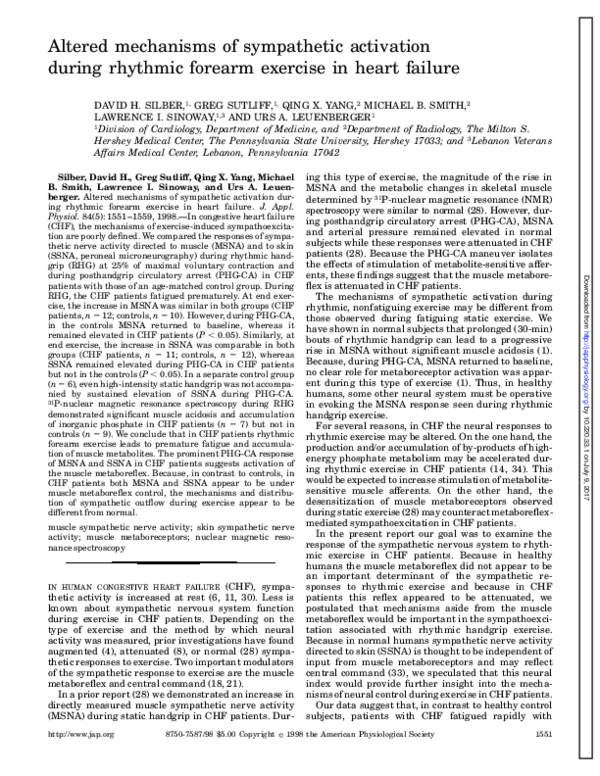 (PDF) Altered mechanisms of sympathetic activation during rhythmic ...