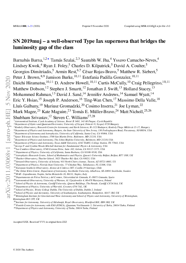 (PDF) SN 2019muj – a well-observed Type Iax supernova that bridges the ...