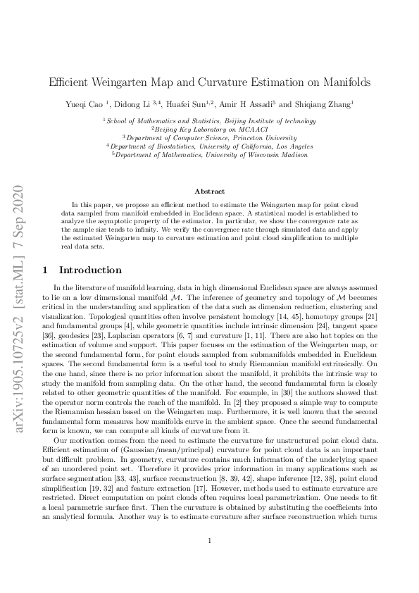 (PDF) Efficient Weingarten map and curvature estimation on manifolds