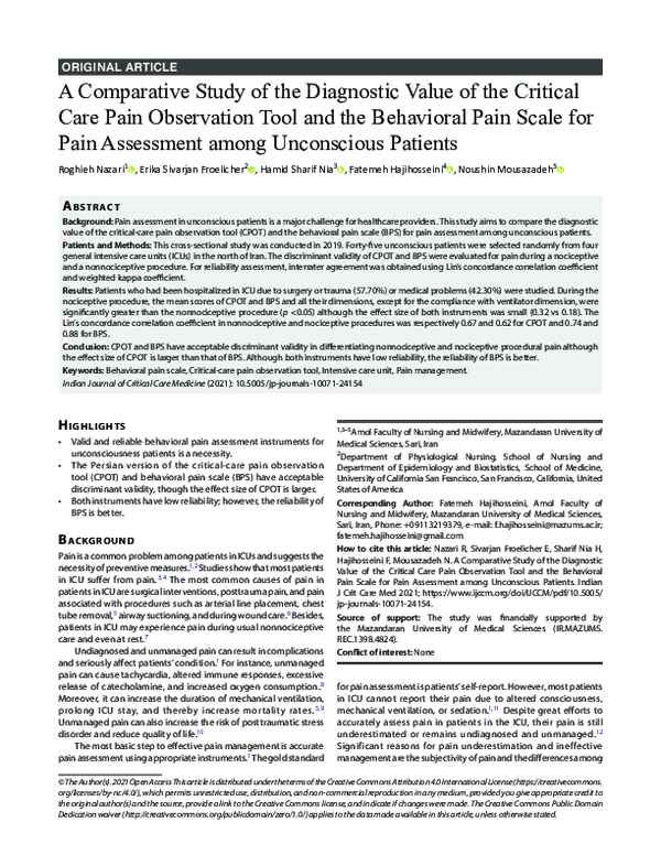 (PDF) A Comparative Study of the Diagnostic Value of the Critical Care ...