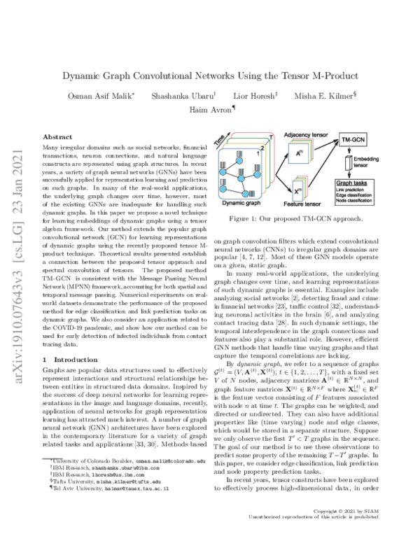 Pdf Tensor Graph Convolutional Networks For Prediction On Dynamic Graphs Lior Horesh