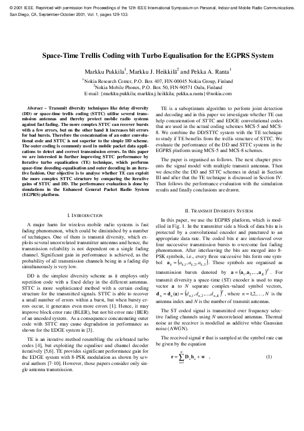 Pdf Space Time Trellis Coding With Turbo Equalisation For The Egprs System 