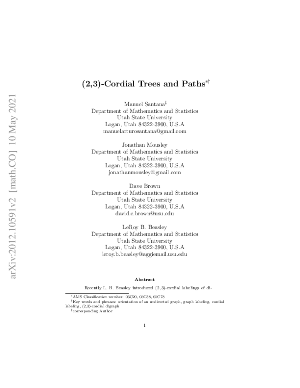 (PDF) (2,3) Cordial Trees and Paths