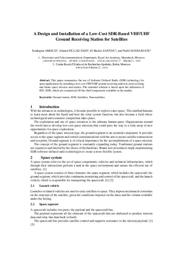 Pdf A Design And Installation Of A Low Cost Sdr Based Vhf Uhf Ground