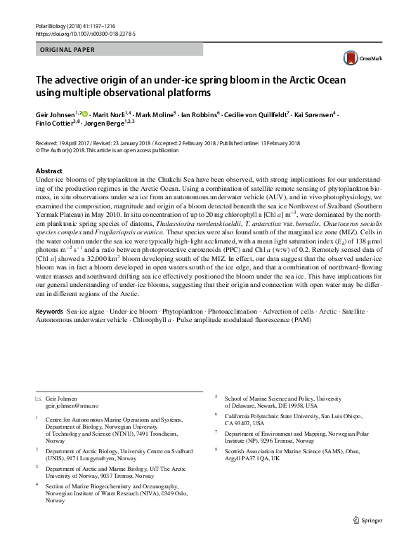 (PDF) The advective origin of an under-ice spring bloom in the Arctic ...