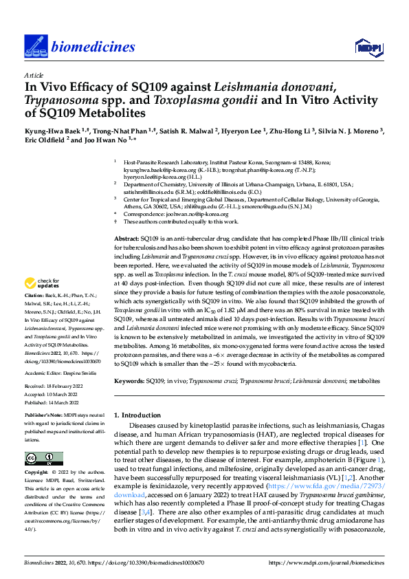 (PDF) In Vivo Efficacy of SQ109 against Leishmania donovani ...