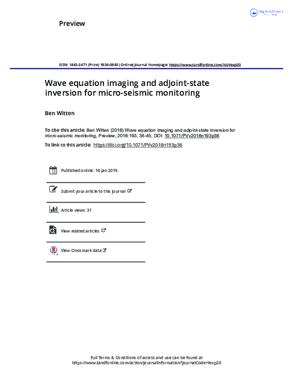 (PDF) Wave equation imaging and adjoint-state inversion for micro ...