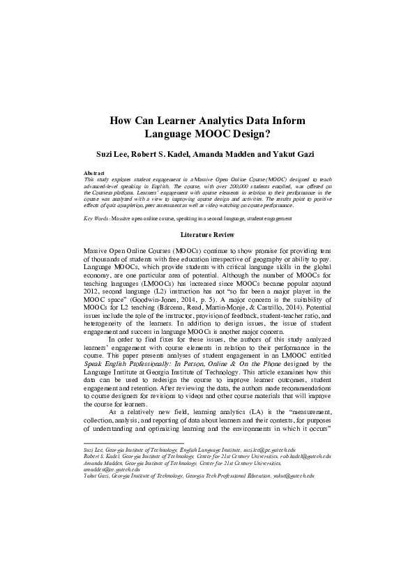 (PDF) How Can Learner Analytics Data Inform Language MOOC Design