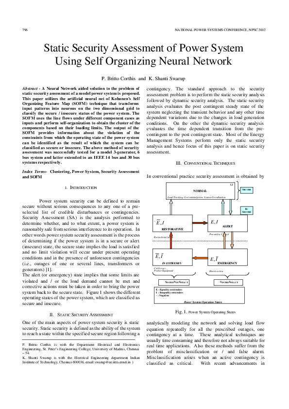(PDF) Static Security Assessment of Power System Using Self Organizing Neural Network