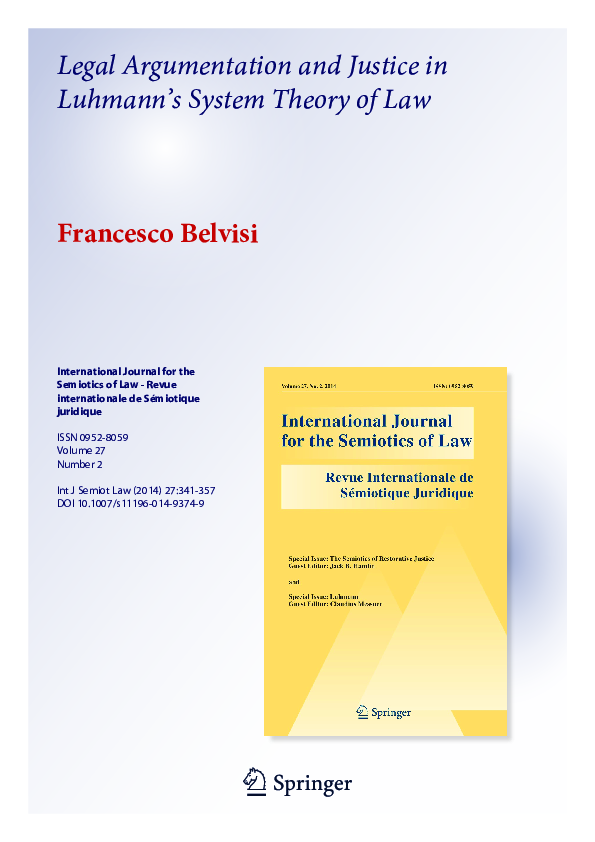 (PDF) Legal Argumentation and Justice in Luhmann’s System Theory of Law