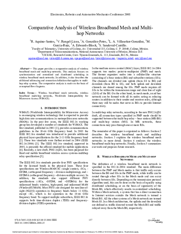 (PDF) Comparative Analysis of Wireless Broadband Mesh and Multi-hop ... (PDF) Comparative Analysis of Wireless Broadband Mesh and Multi-hop ...