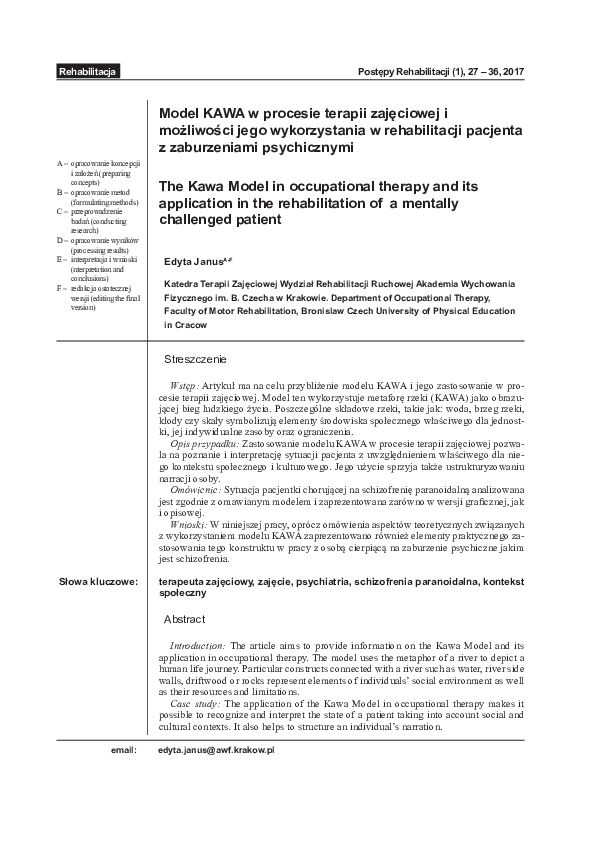 (PDF) The Kawa Model in occupational therapy and its application in the rehabilitation of a ...