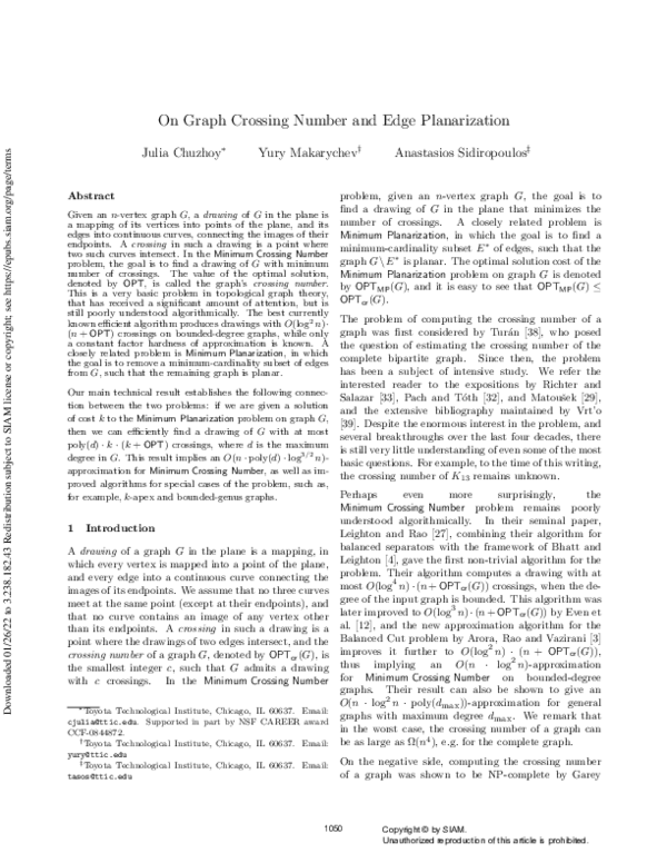 (PDF) On Graph Crossing Number and Edge Planarization