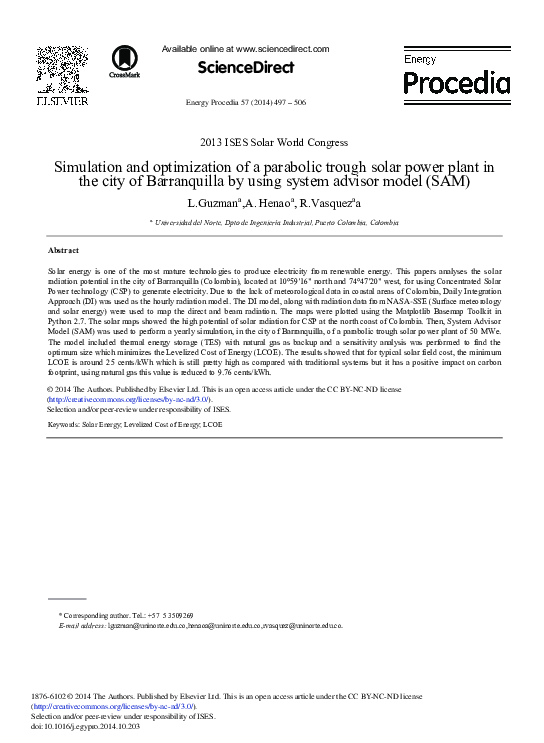 (PDF) Simulation and Optimization of a Parabolic Trough Solar Power ...