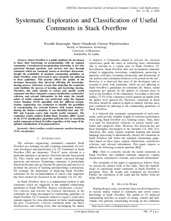 Systematic Exploration And Classification Of Useful Comments In Stack Overflow