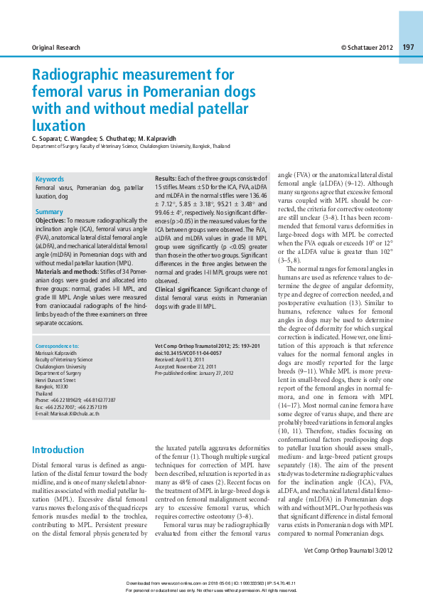 (PDF) Radiographic measurement for femoral varus in Pomeranian dogs ...