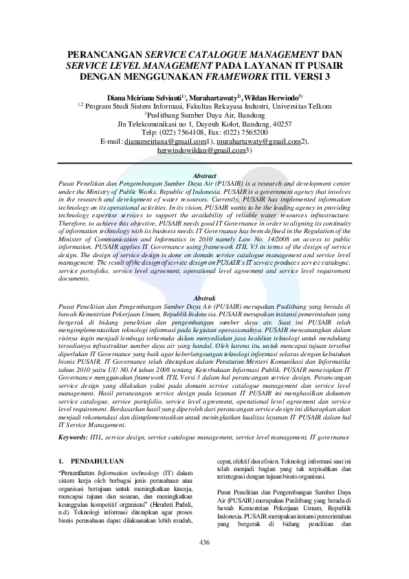 (PDF) Perancangan Service Catalogue Management Dan Service Level Management Pada Layanan It ...